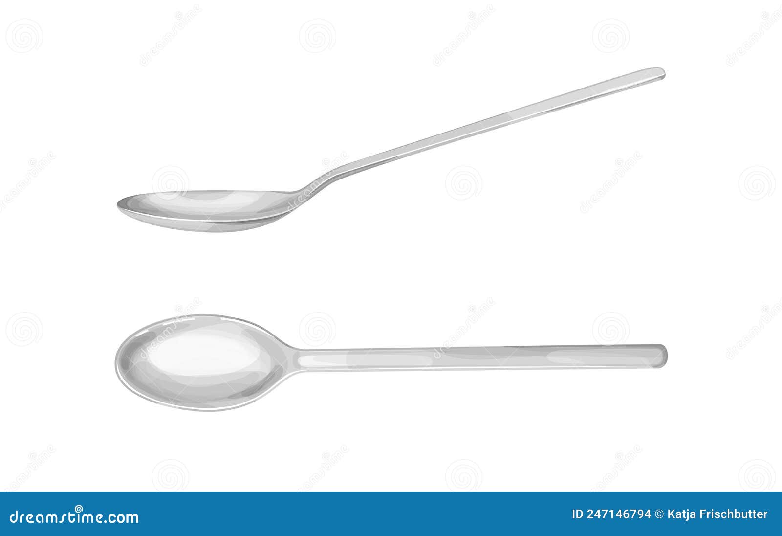 Small Silver Spoon Isolated on White Background,view from Top and Side ...
