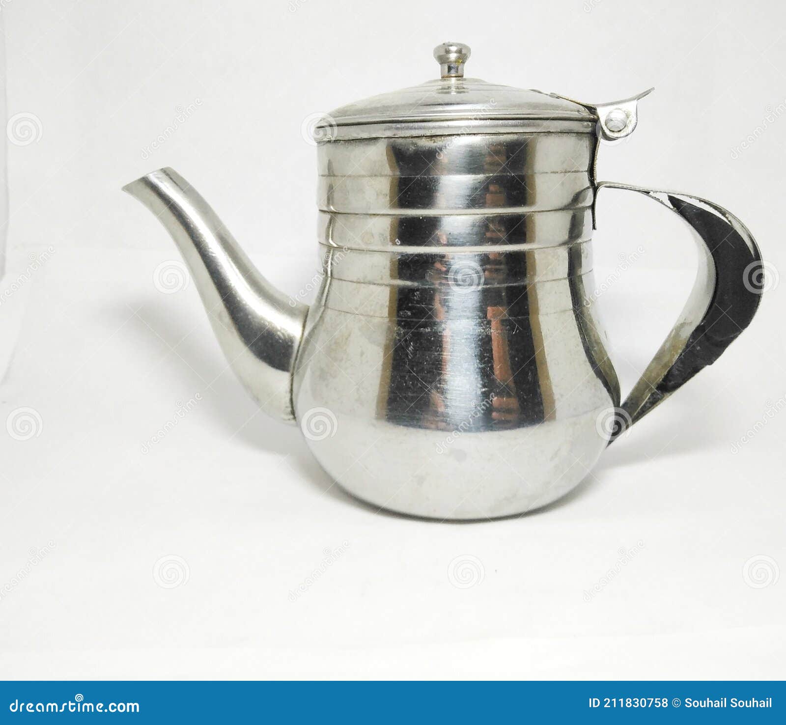 Small Silver Teapot with a White Background Stock Photo - Image of ...