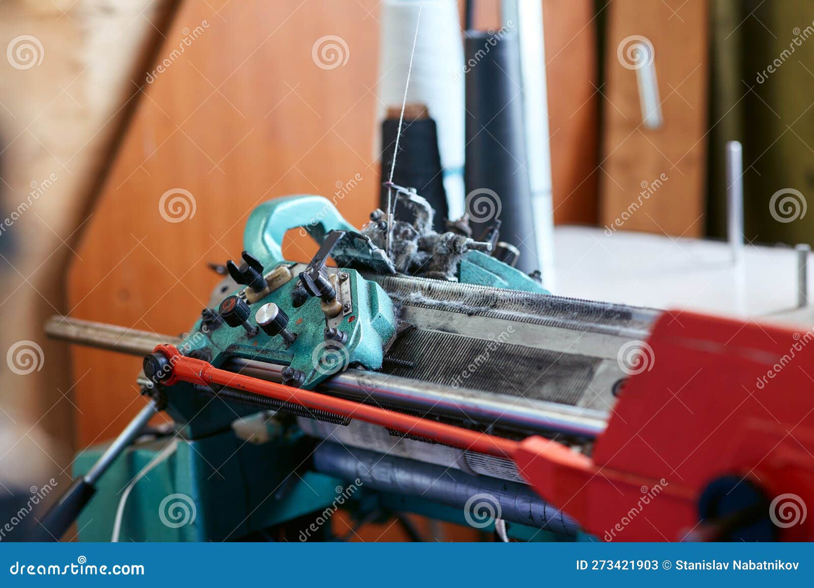 A Small Simple Knitting Machine with Threads Nearby without Workers ...