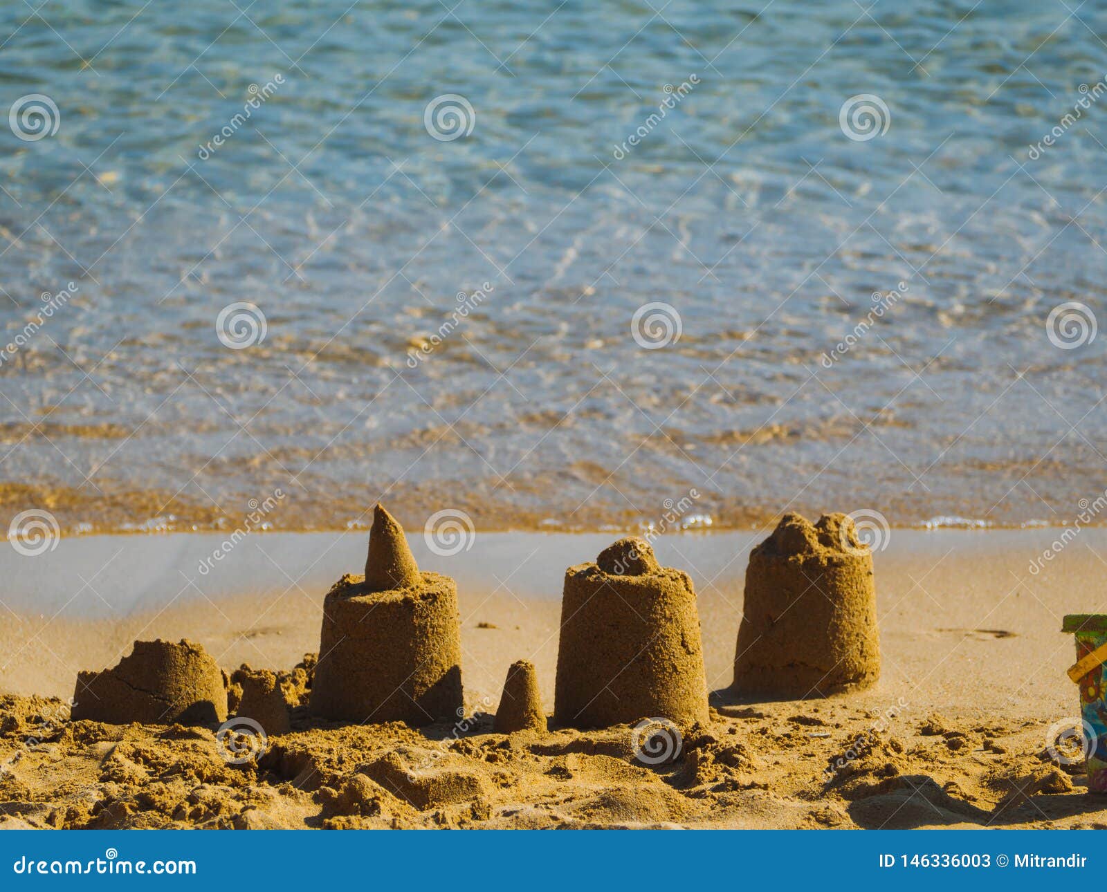 Small Simple Sand Castles on an Empty Beach Stock Image - Image of ...