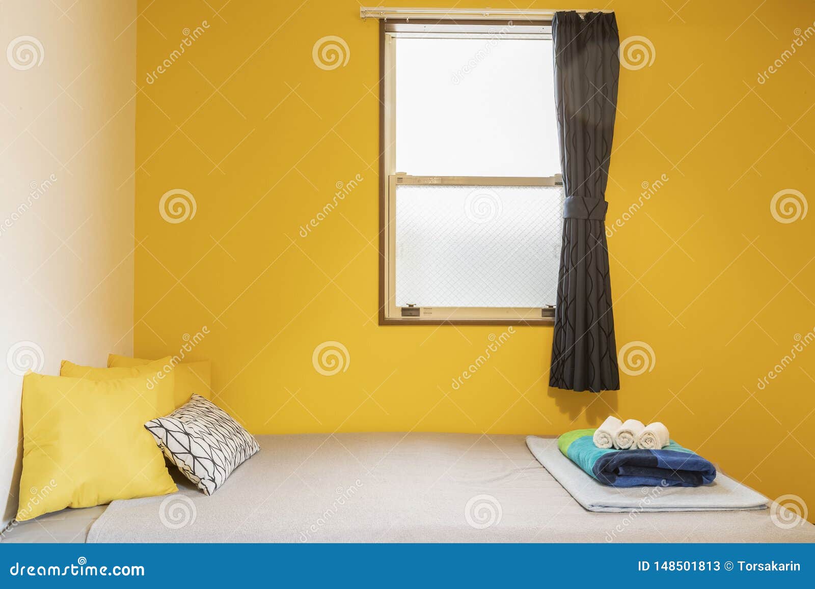 Small single bed stock image. Image of bright, indoors - 148501813