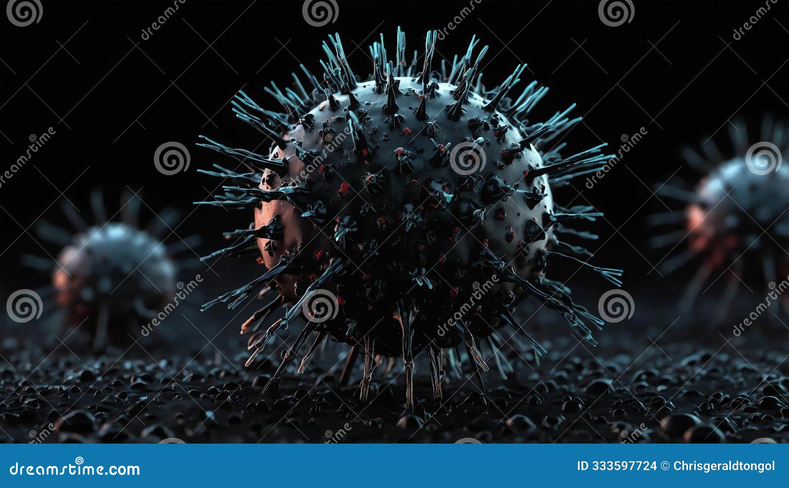 Small Single Black Virus Concept Image in Black Backgr Ai Generated ...