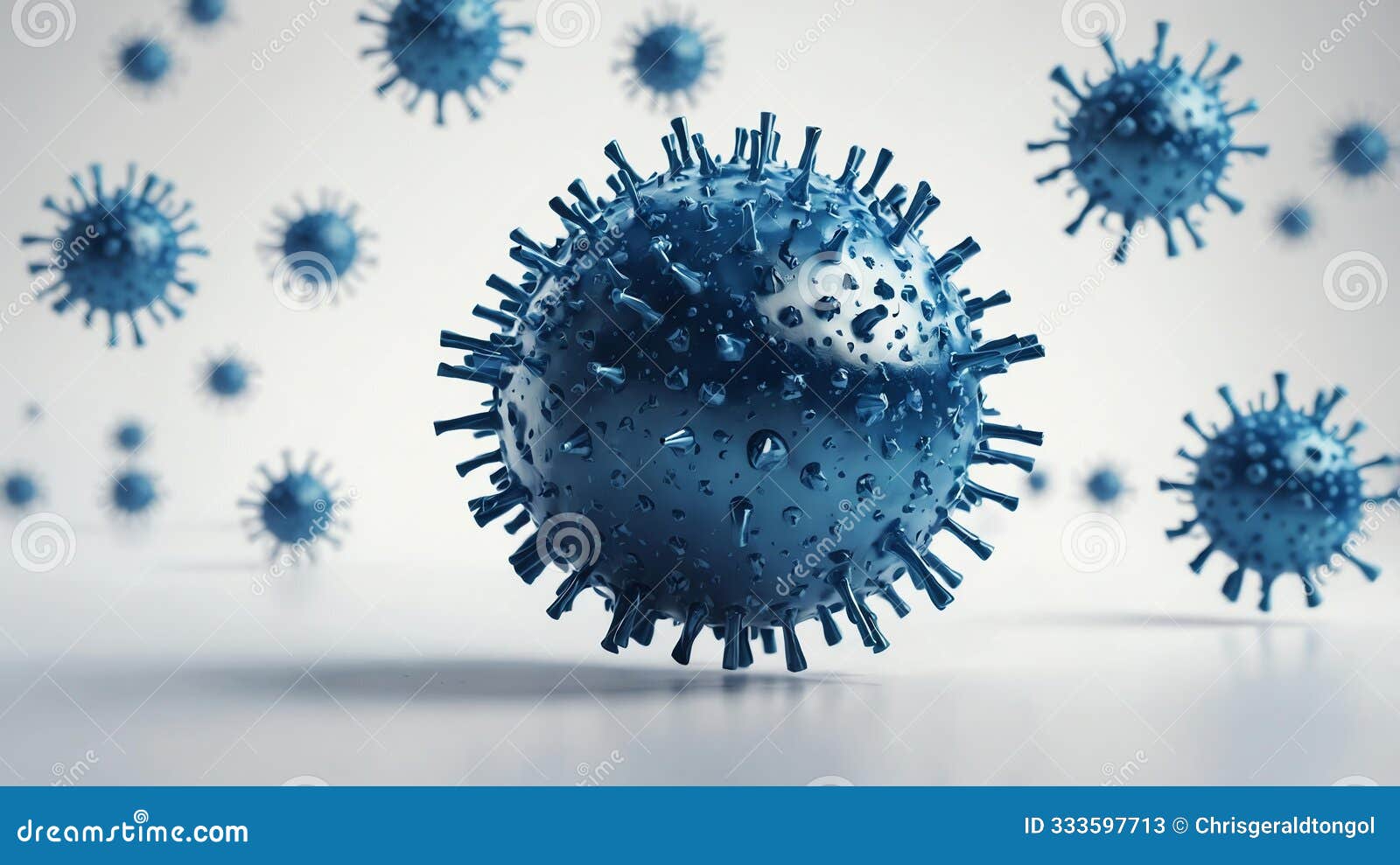 Small Single Blue Virus Concept Image in White Backgro Ai Generated ...