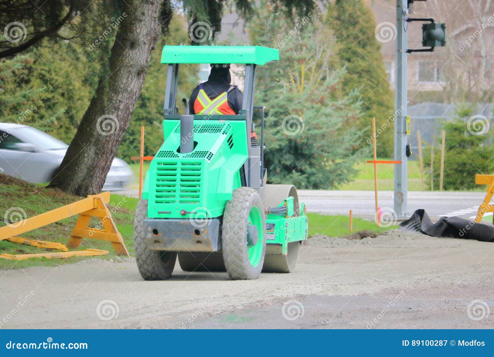 Small Single Drum Compactor Stock Image - Image of working, road: 89100287