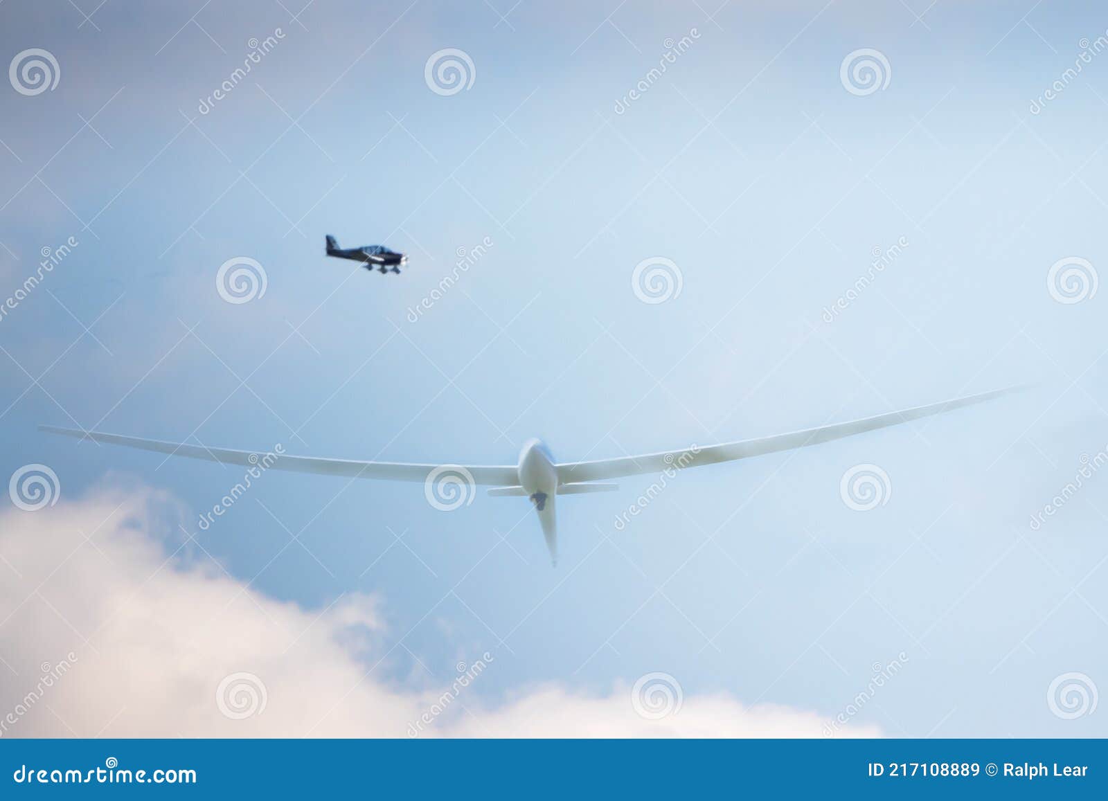 A Small Single Engine Private Plane and a Glider Stock Image - Image of ...