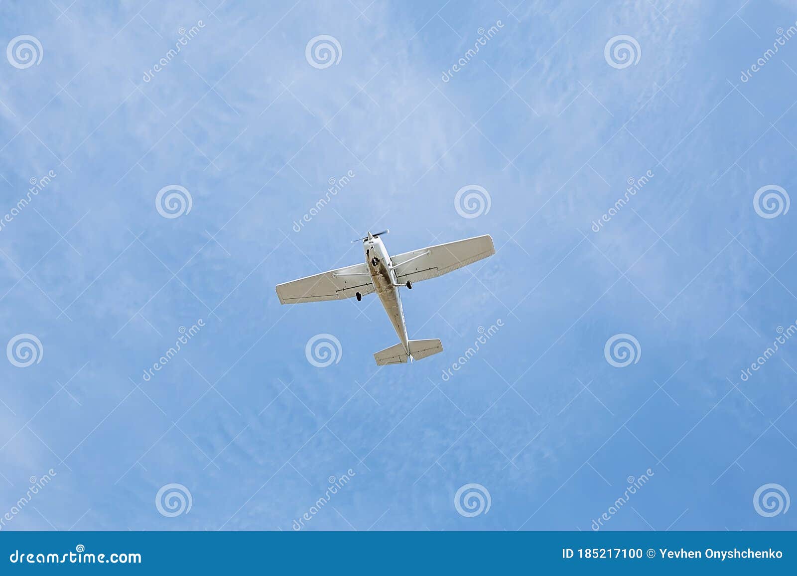Small Single Engine Vintage Airplane in a Blue Cloudy Sky Stock Photo ...