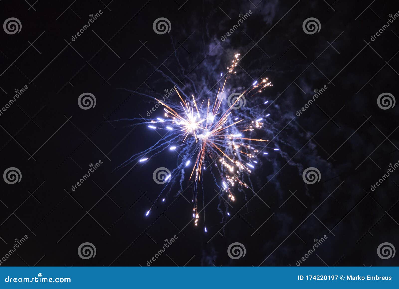 Small, Single, Fireworks in a Black, Night Sky Stock Image - Image of ...