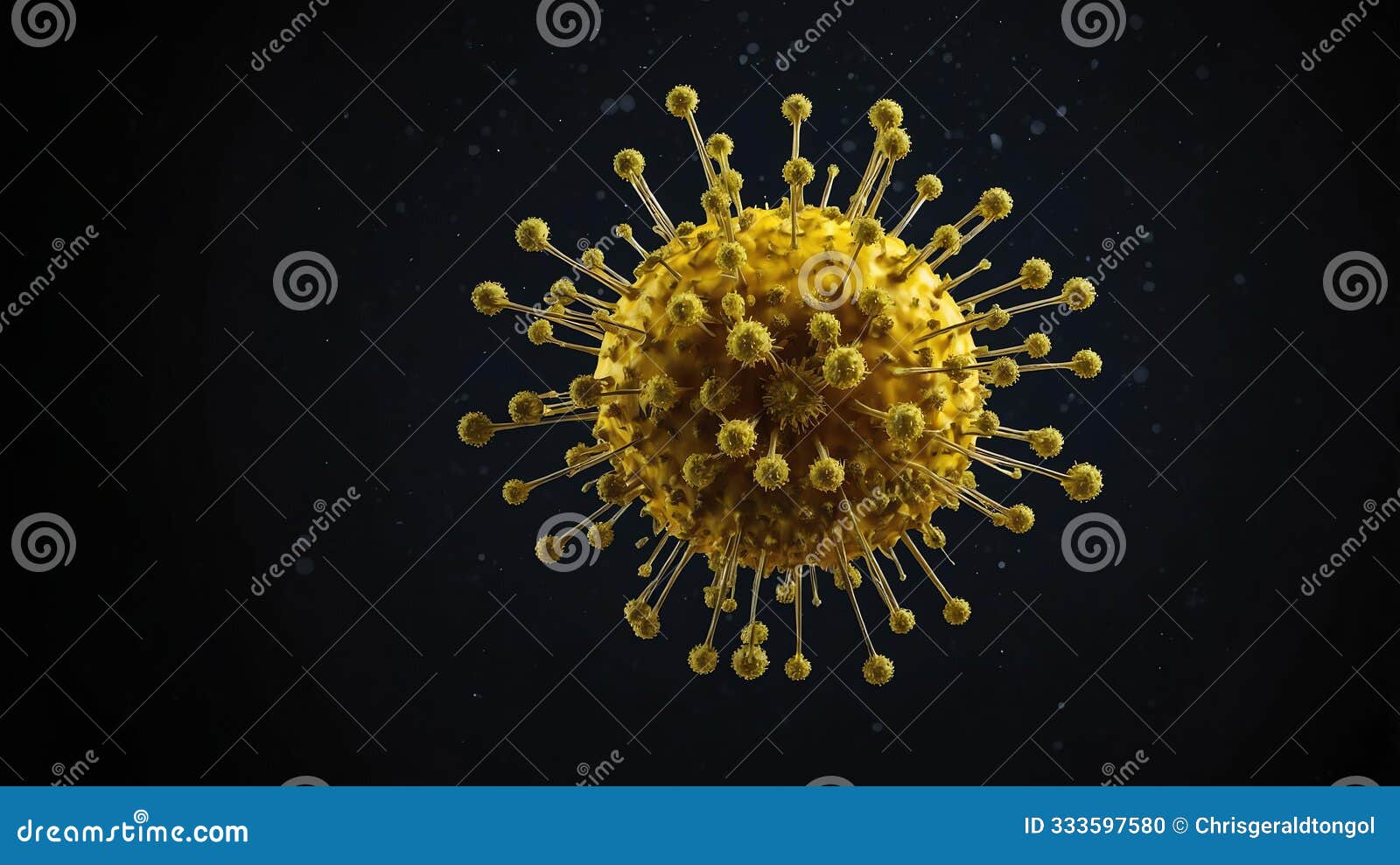 Small Single Floating Yellow Virus Concept Image in Bl Ai Generated ...