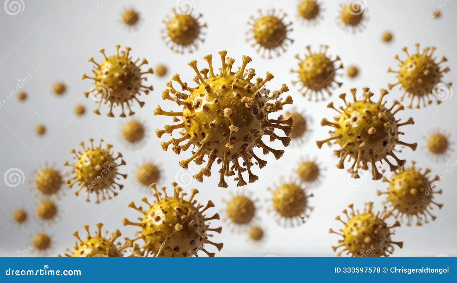 Small Single Floating Yellow Virus Concept Image in Wh Ai Generated ...