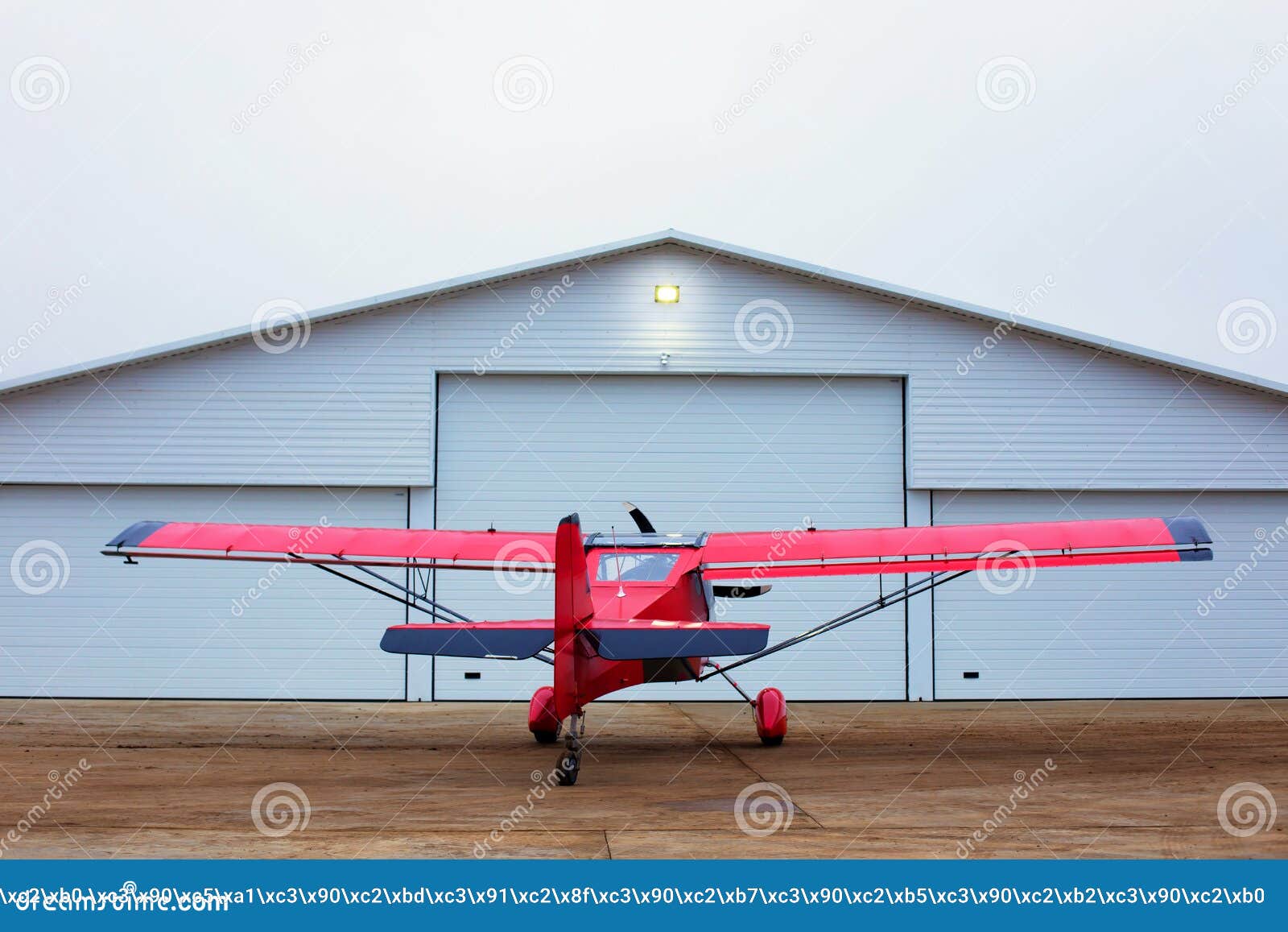 Small Single Prop Engine Plane Parked in Front of Workshop Hangar Stock ...