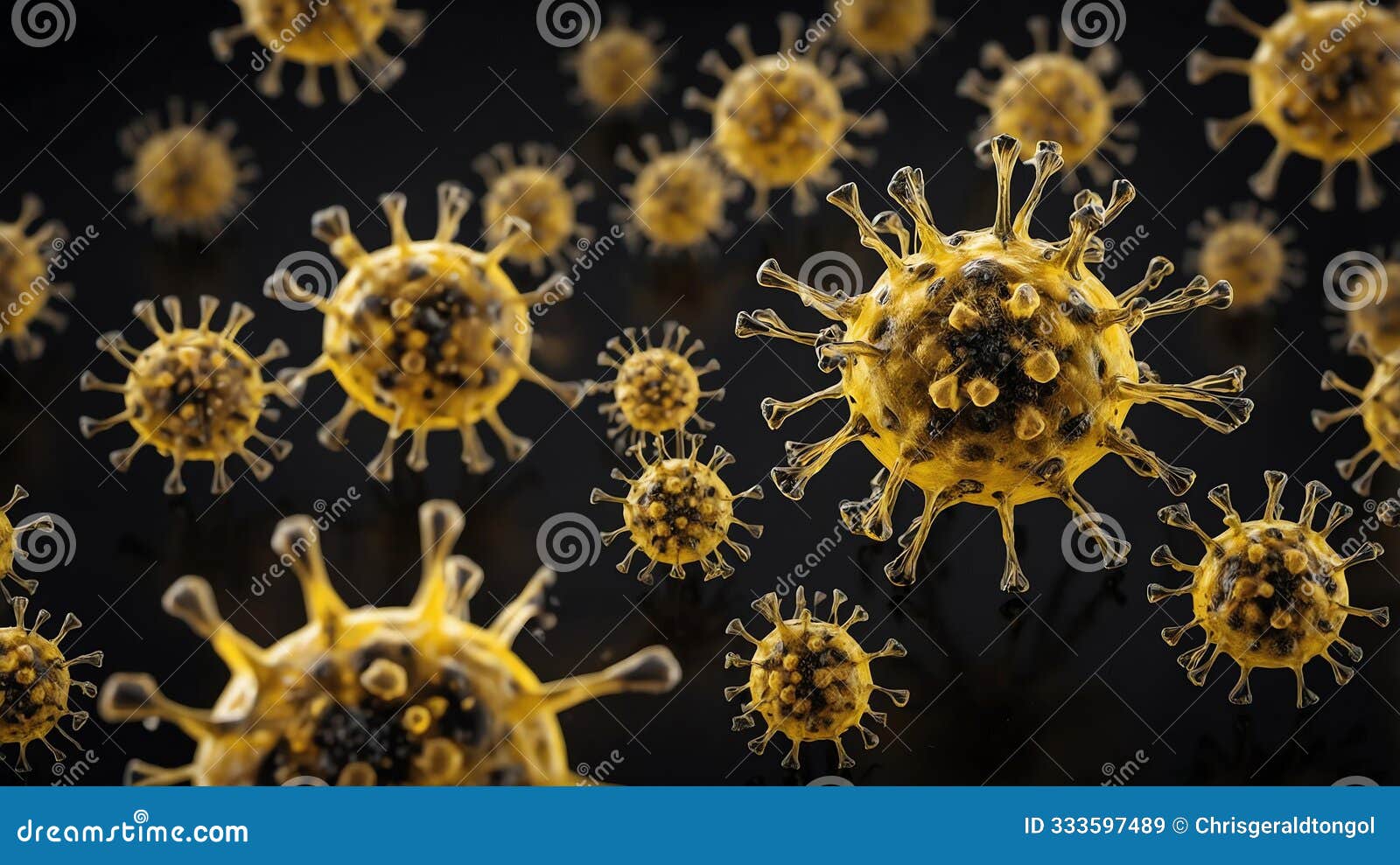 Small Single Yellow Virus Concept Image in Black Backg Ai Generated ...