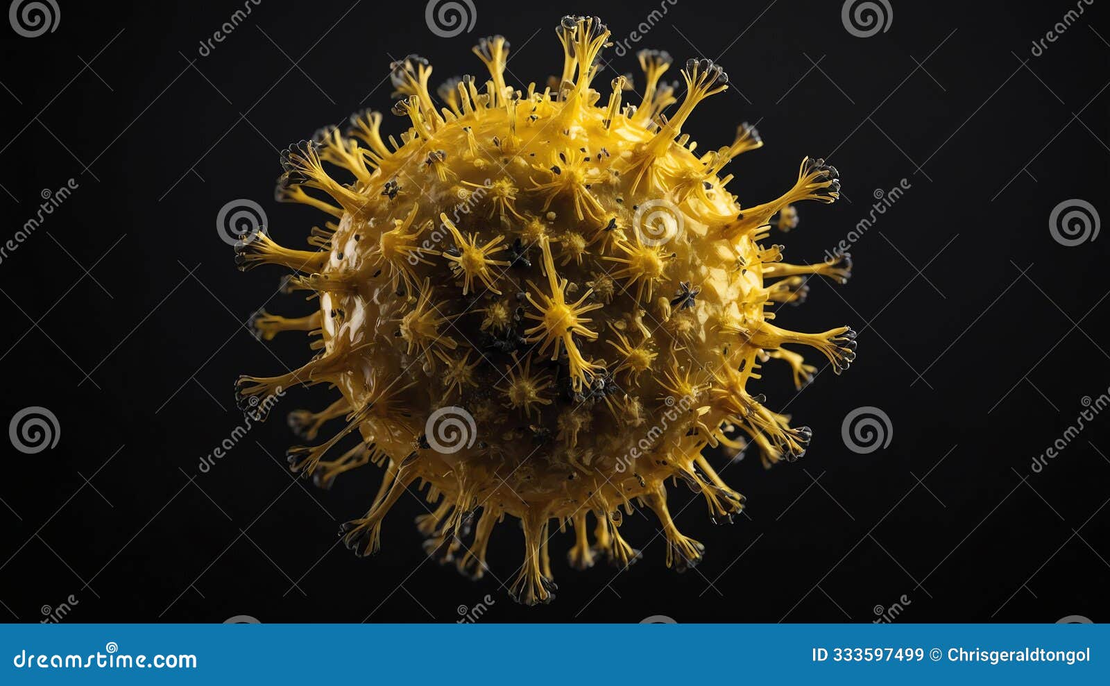 Small Single Yellow Virus Concept Image in Black Backg Ai Generated ...