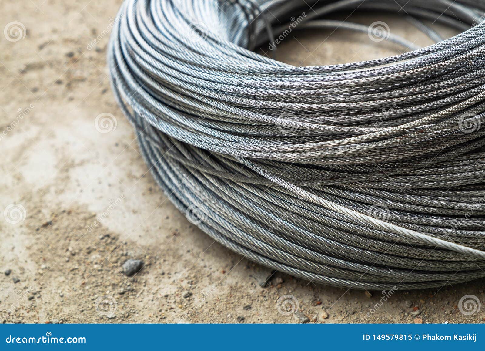 Small Size Metal Cable Wire. Heavy Load Sling Rope on the Construction ...