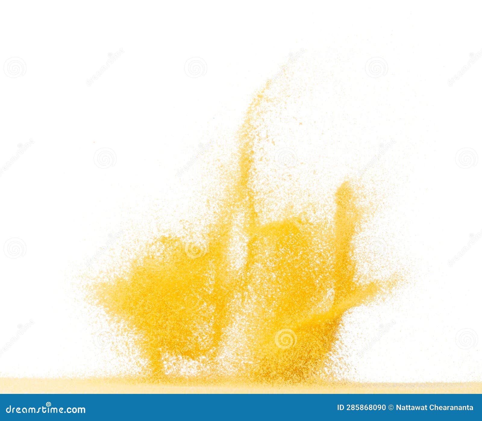 Sand Flying Explosion Isolated On Black Background. Freeze Motion Of ...