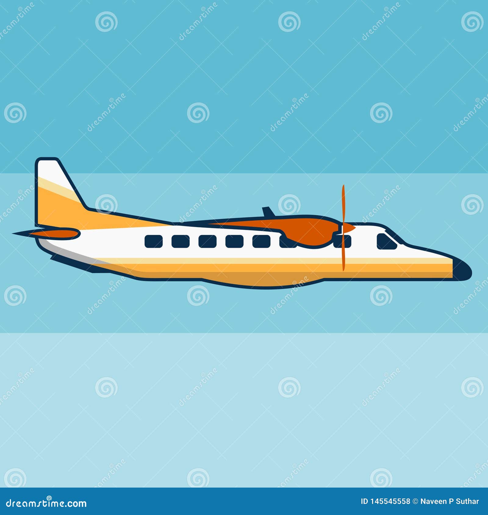 Small Sized Passenger Airplane Flat Vector Illustration Stock Vector ...