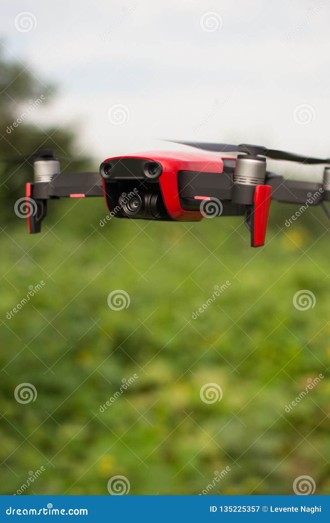 Red Drone Hovering in the Air Stock Image - Image of aircraft, digital ...