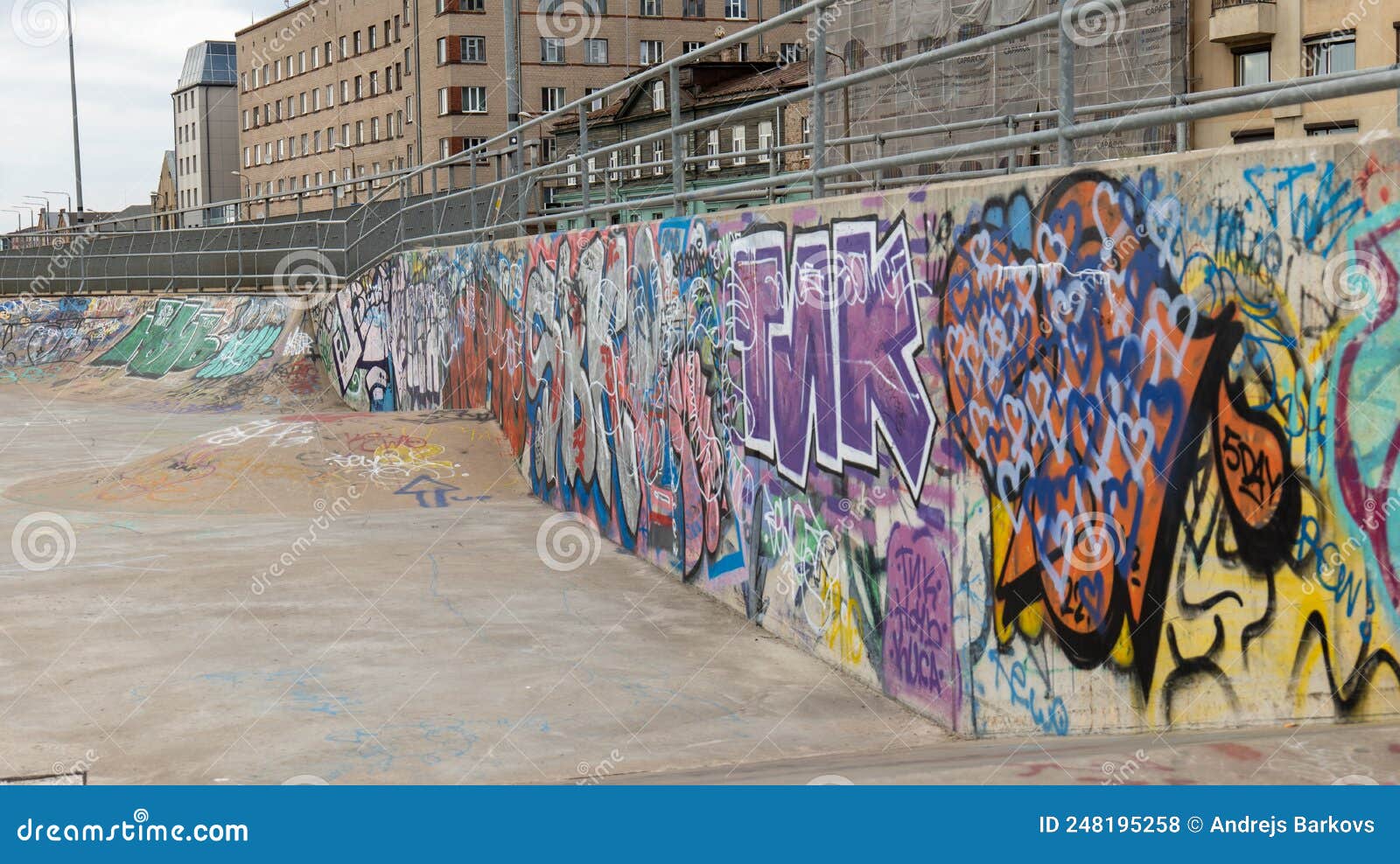 Small Skatepark in Riga with Graffiti Stock Photo - Image of paint ...