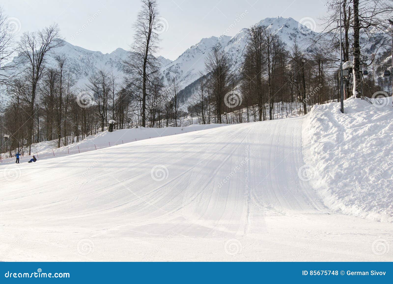 Small ski slope. stock photo. Image of hotel, cable, sports - 85675748