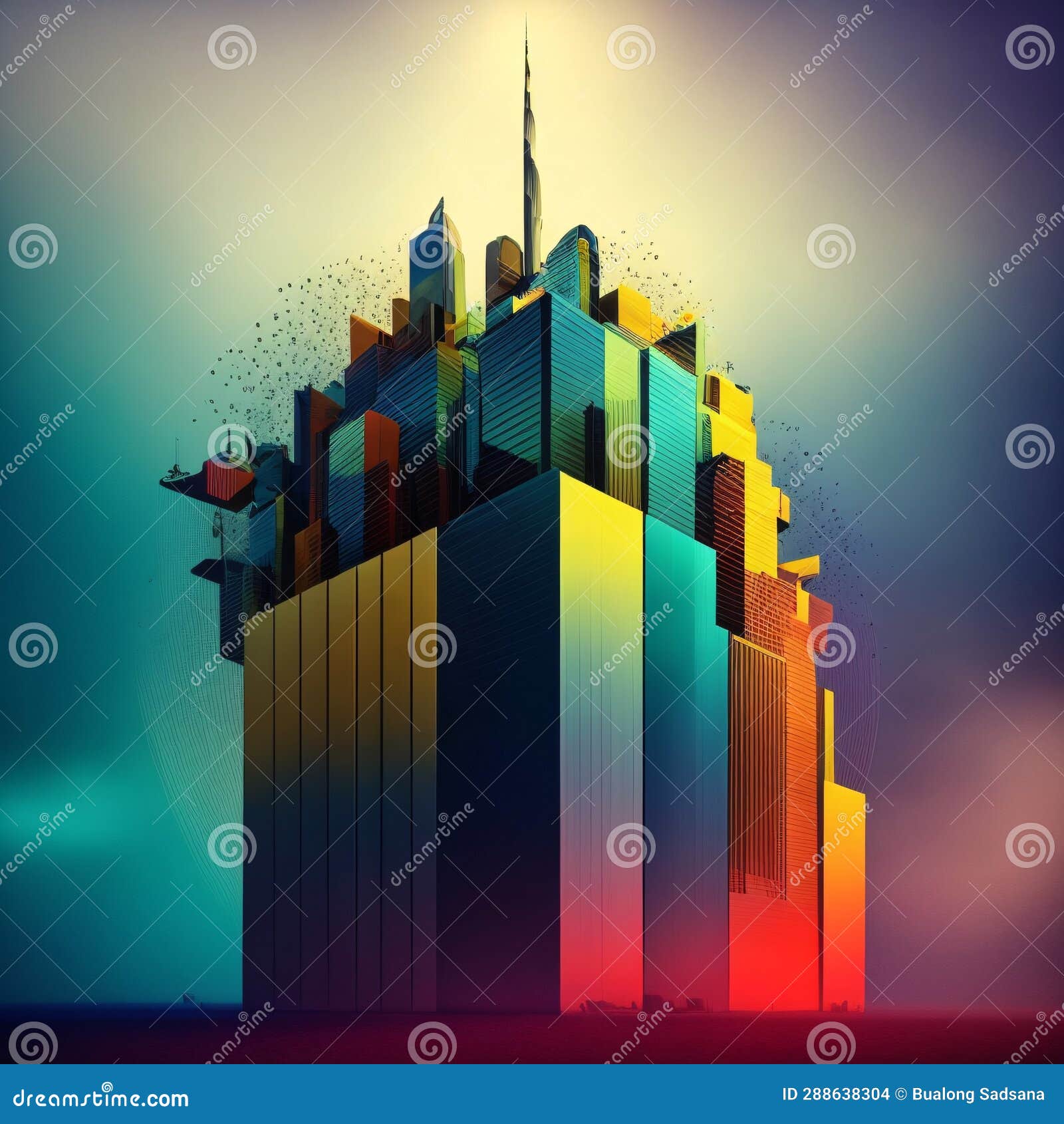 Small Skyscraper on Top of Another Skyscraper Touching the Sky Stock ...