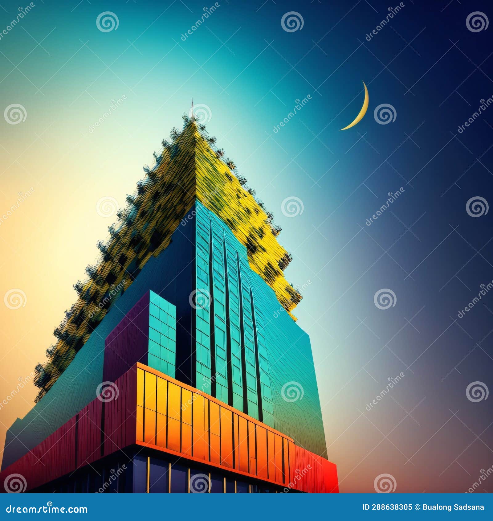 Small Skyscraper on Top of Another Skyscraper Touching the Sky Stock ...