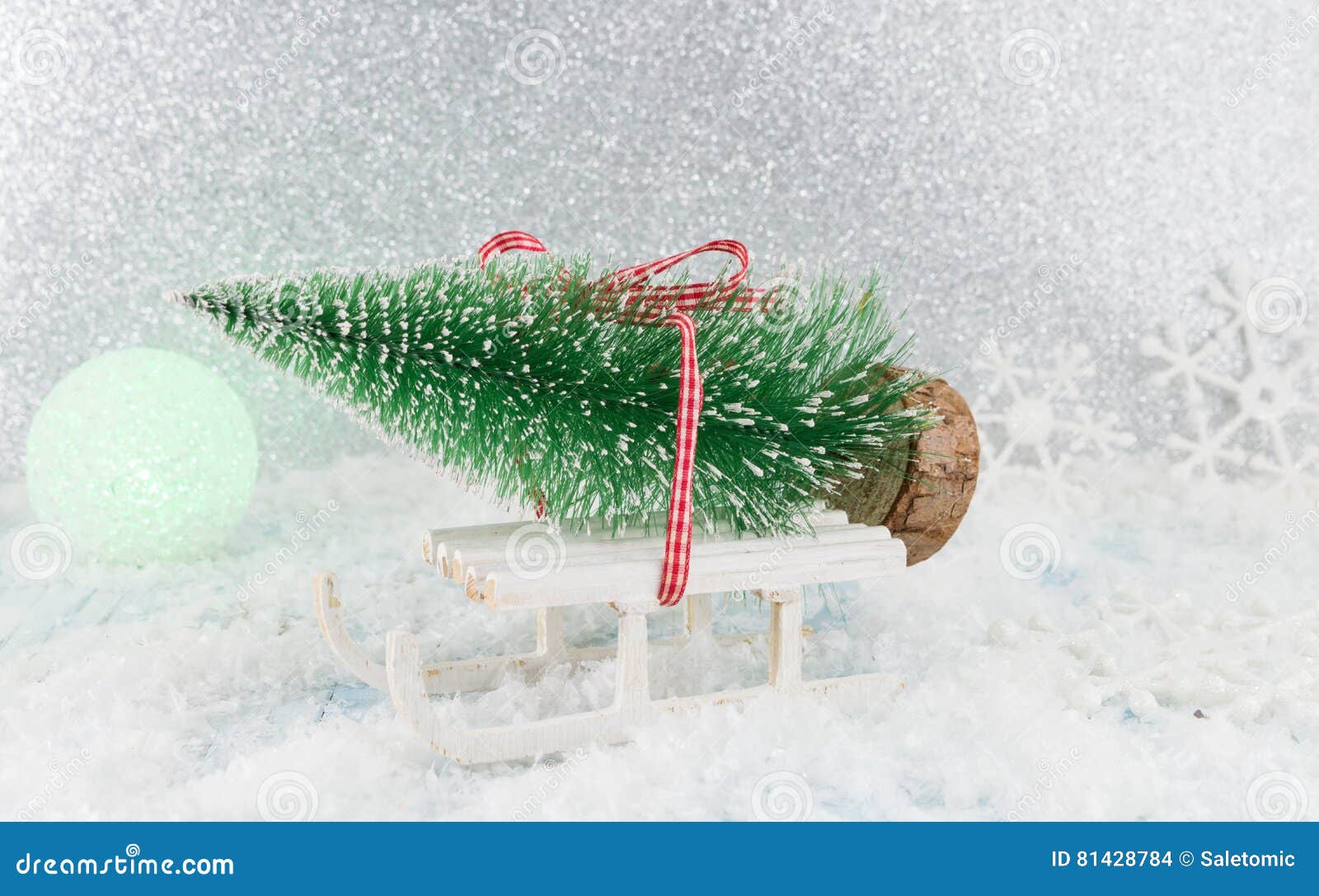 Small Sleigh Carrying a Christmas Tree Stock Photo - Image of carrying ...
