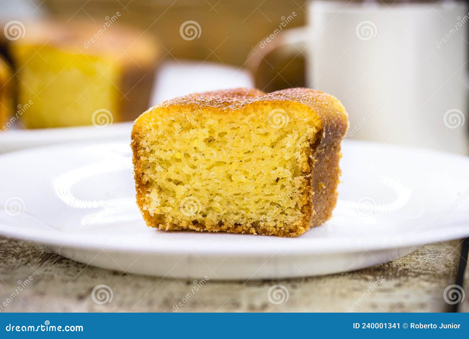 Small Slice of Cornmeal Cake, Typical Brazilian Rural Cake Made with ...