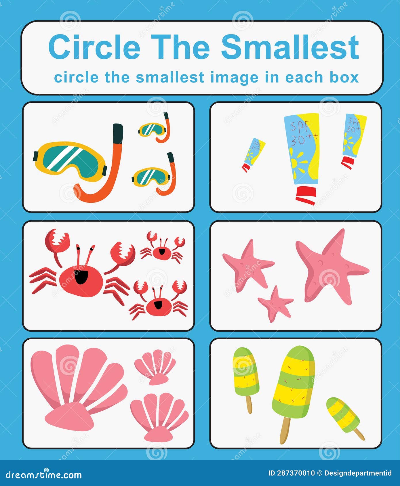 Circle the Smallest Worksheet Stock Vector - Illustration of class ...