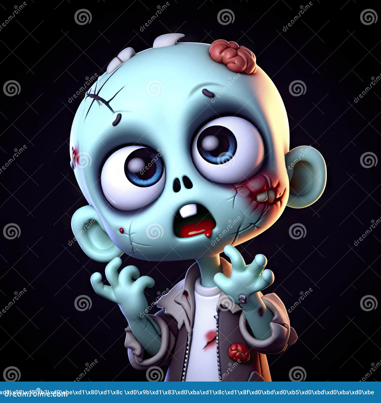 Small Smiling Zombie Man on a Dark Background 3d Character. Ai ...