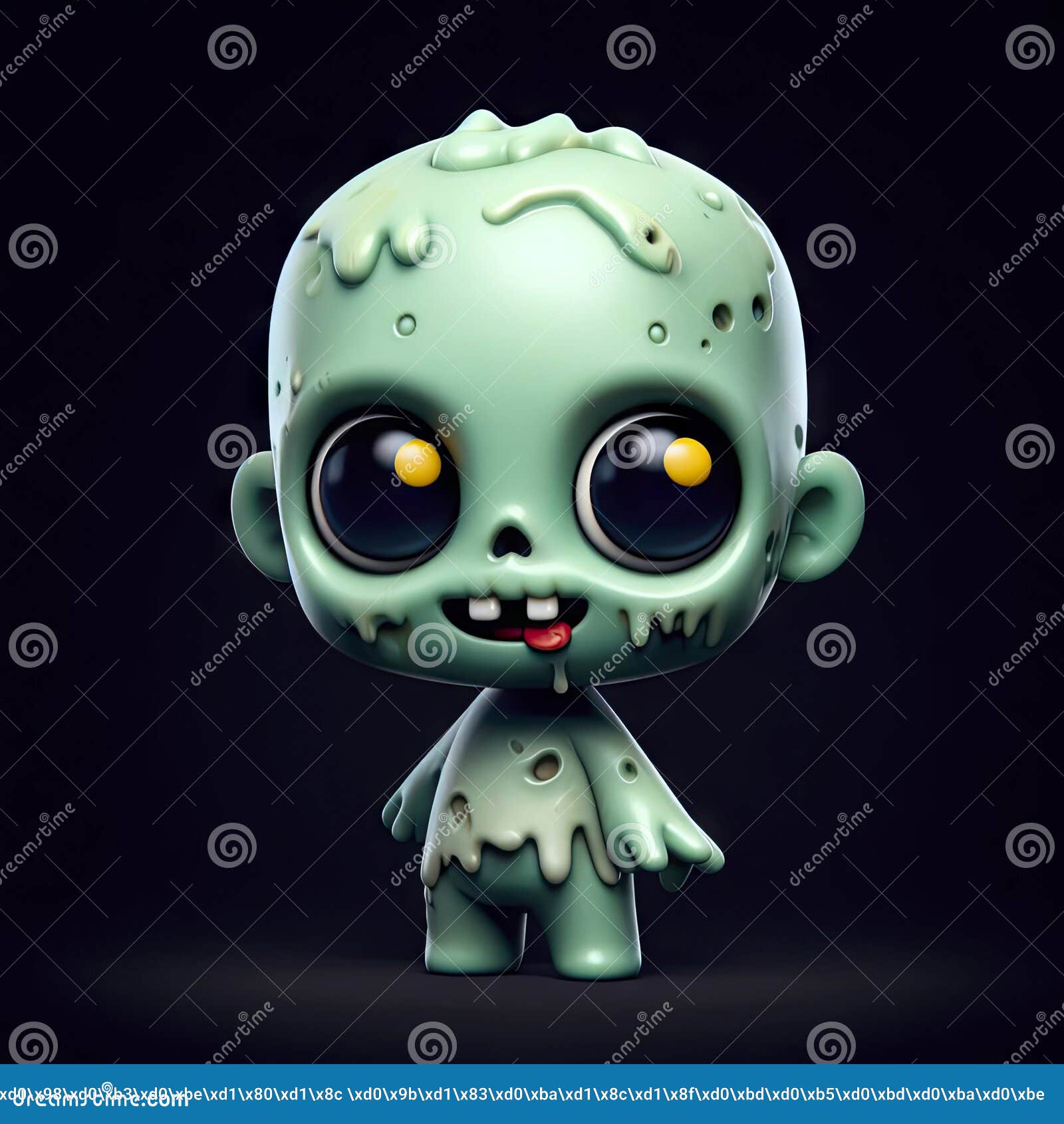 Small Smiling Zombie Man on a Dark Background 3d Character. Ai ...