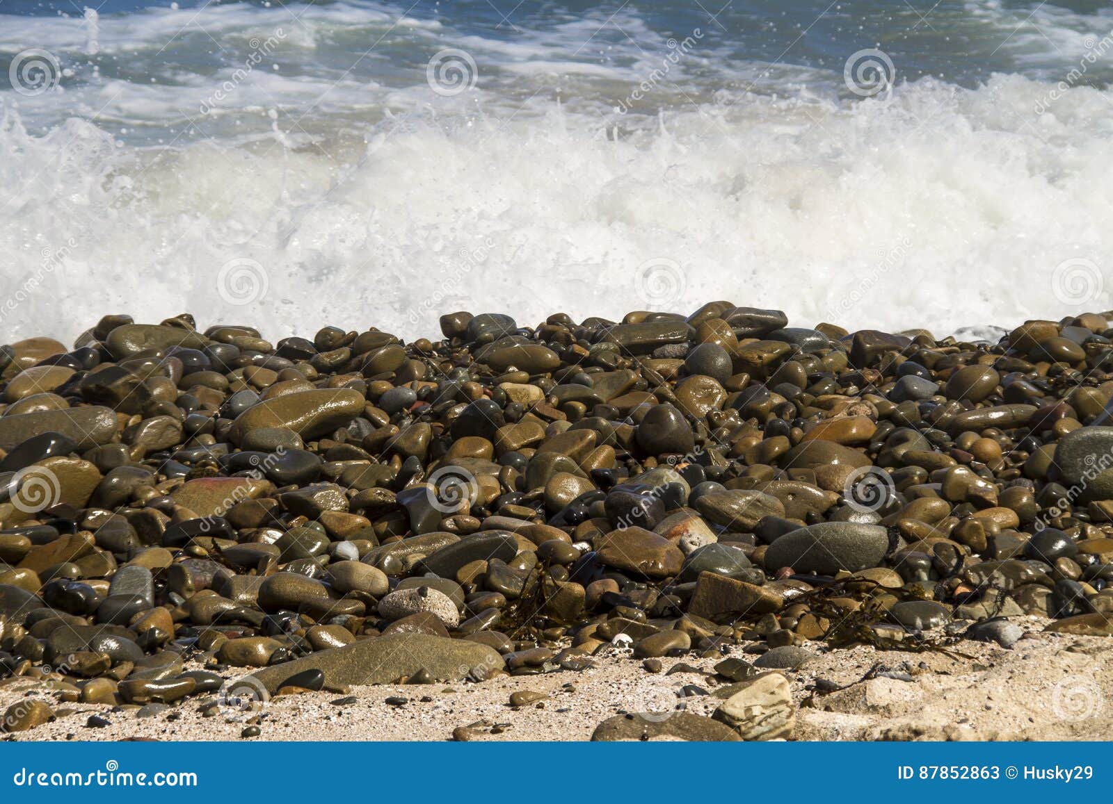 Small Smooth Rocks on Seashore Stock Image - Image of landscape ...