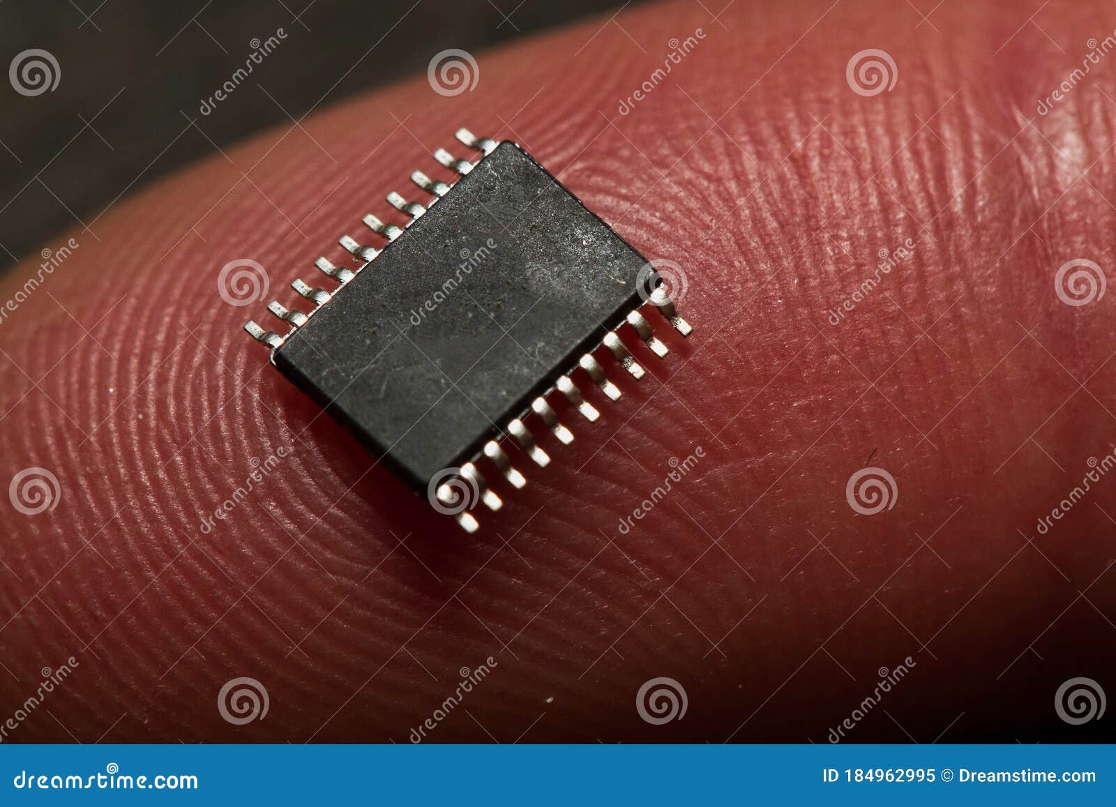 Small SMT Fine Pitch IC Component on Finger Stock Image - Image of ...