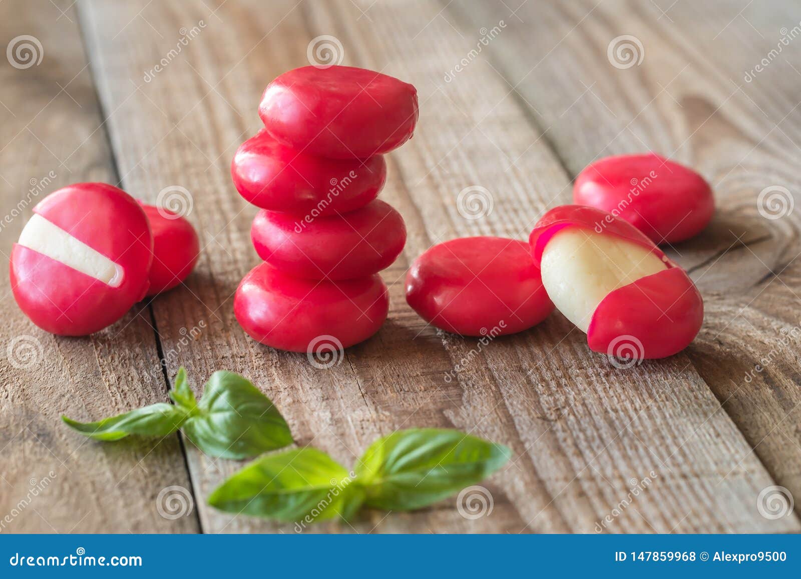 Small Snack Cheeses on the Wooden Board Stock Photo - Image of package ...