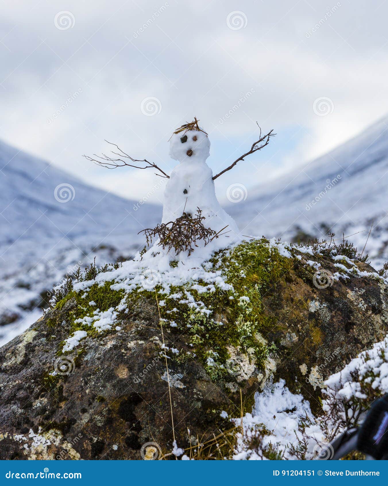 Small Snowman in the Scottish Highlands Stock Image - Image of remote ...