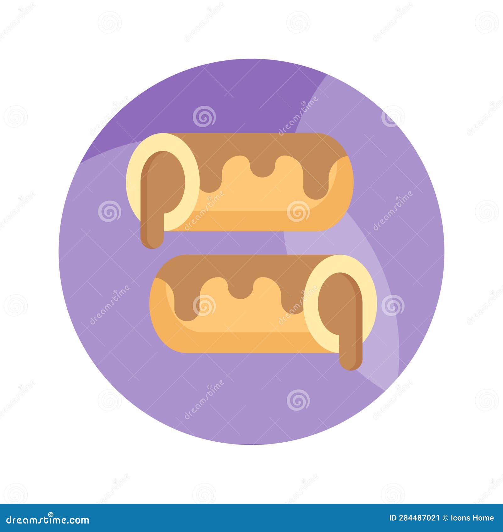 A Small, Soft, Log Shaped Pastry Filled with Chocolate, Modern Flat Eclair Icon Stock Vector ...