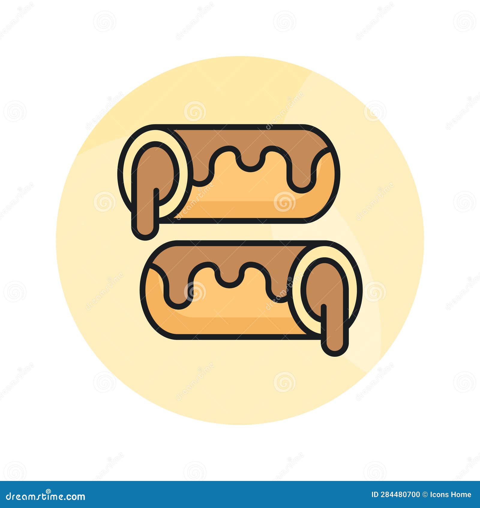 A Small, Soft, Log Shaped Pastry Filled with Chocolate, Modern Flat ...