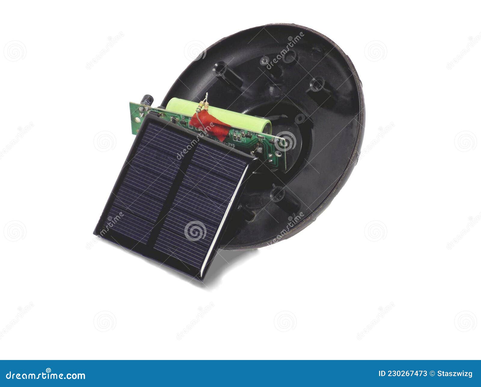 A Small Solar Cell Powers a Simple Electronic Device. Stock Image ...