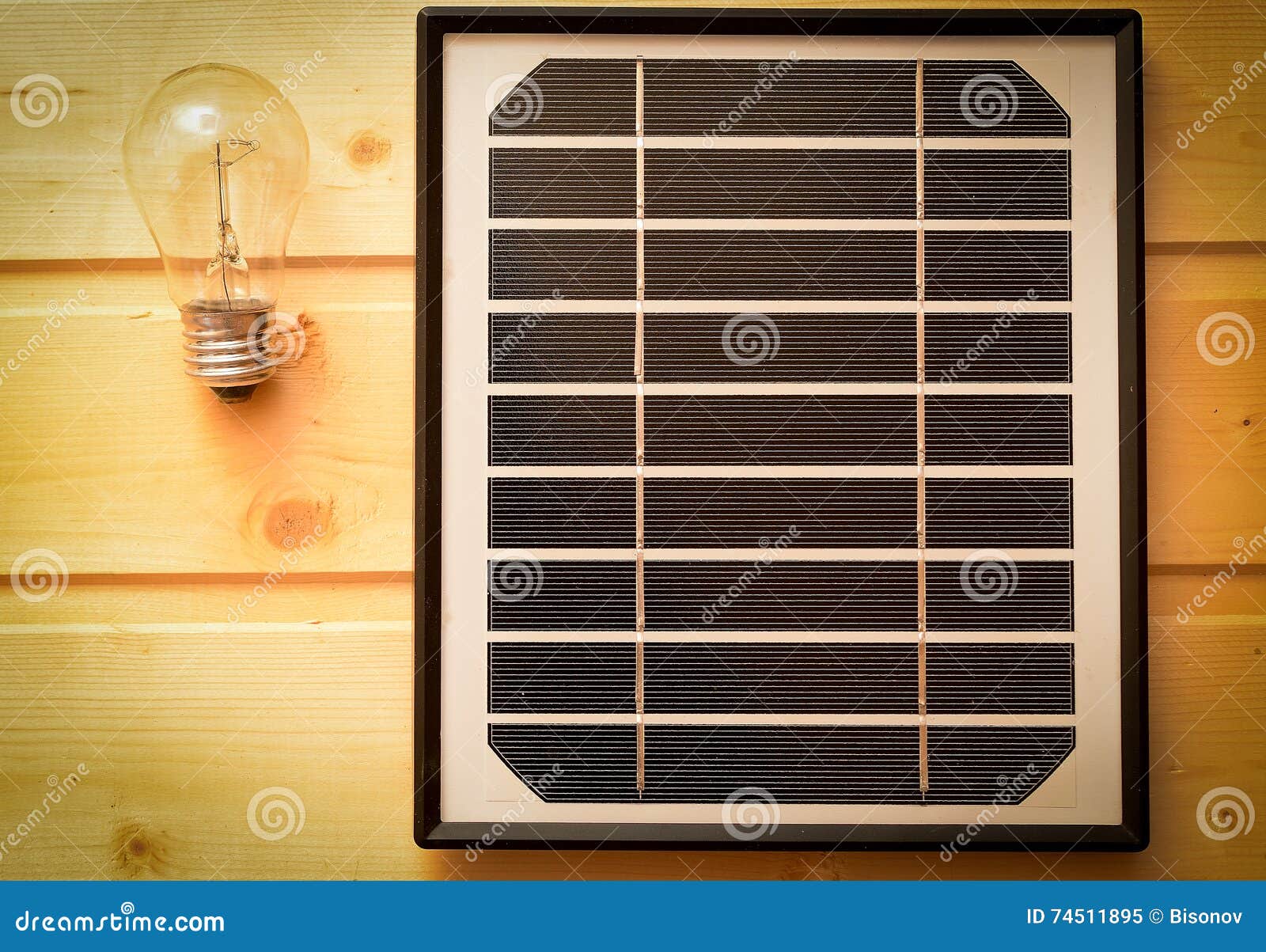 Small Solar Panel and a Light Bulb Stock Image - Image of panel, cell ...