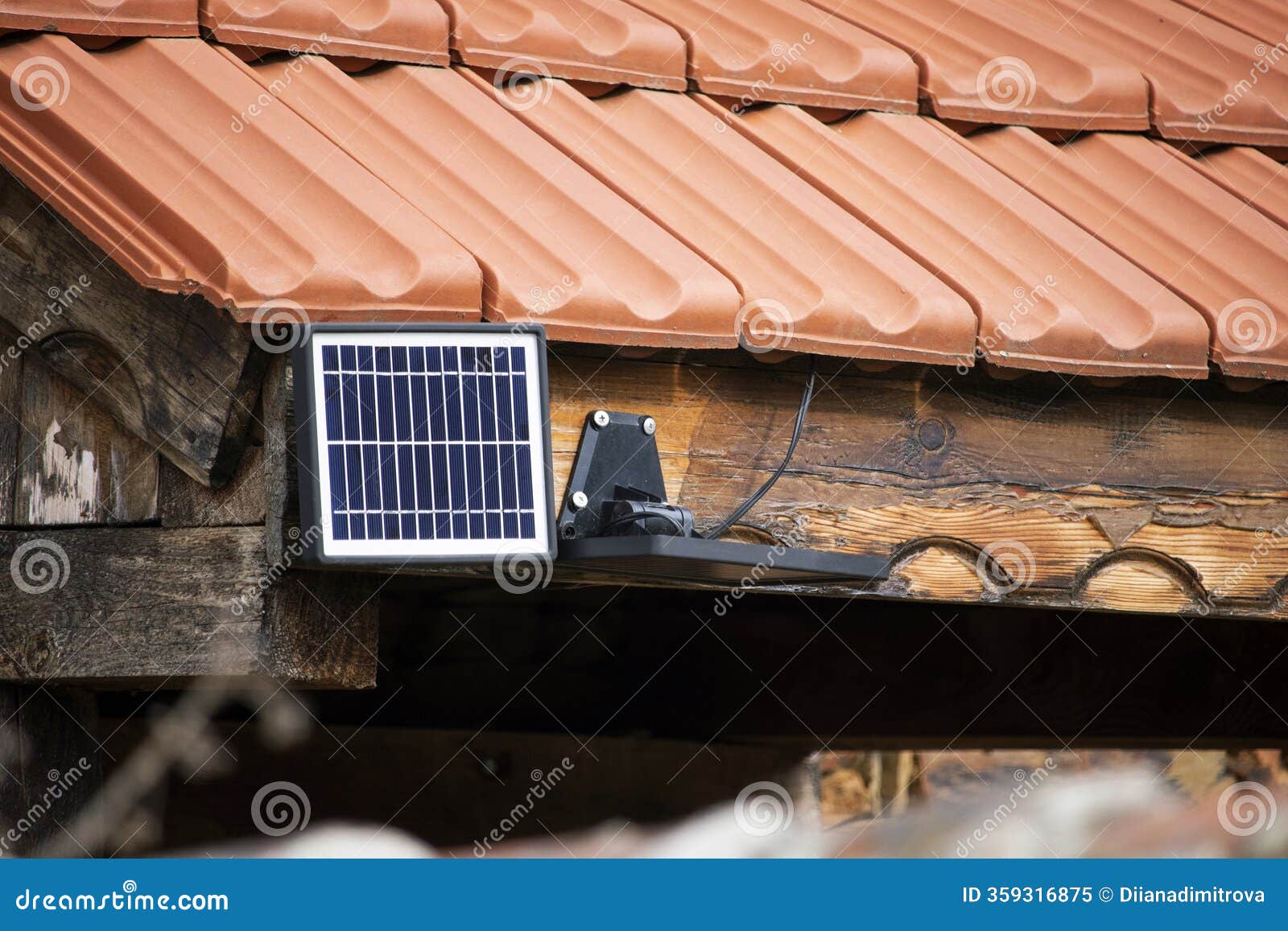 Small Solar Cell Panel On The Roof. Making Solar Power In Outback ...