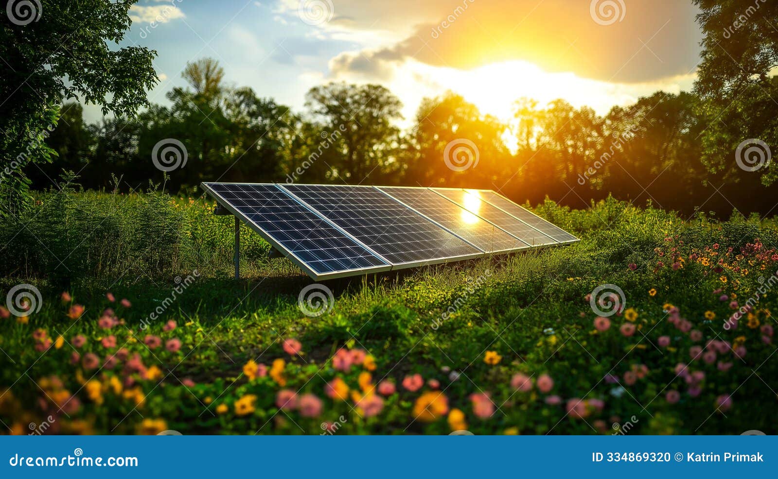 Small Solar Power System Solar Panels in the Garden, Garden Power ...