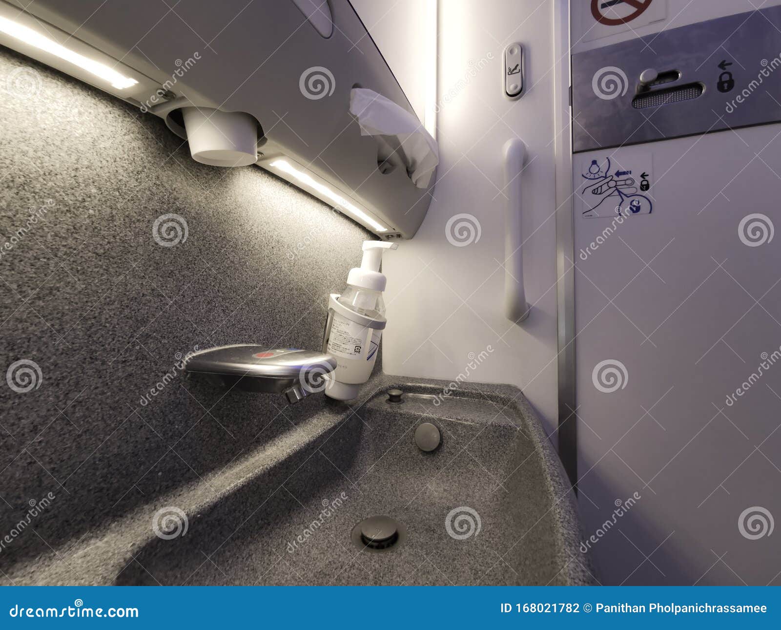 Airplane Toilet Flushing Sign Royalty-Free Stock Image | CartoonDealer ...
