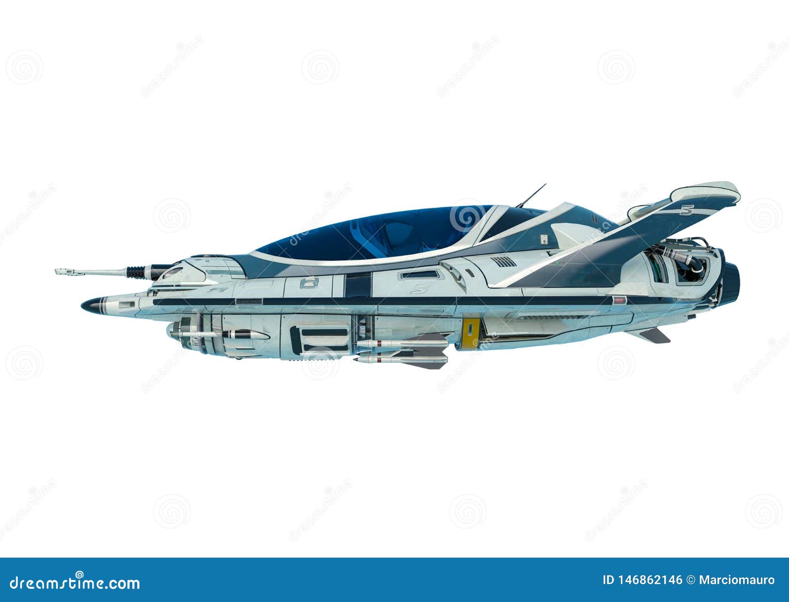 Small Space Ship in a White Background Stock Illustration ...