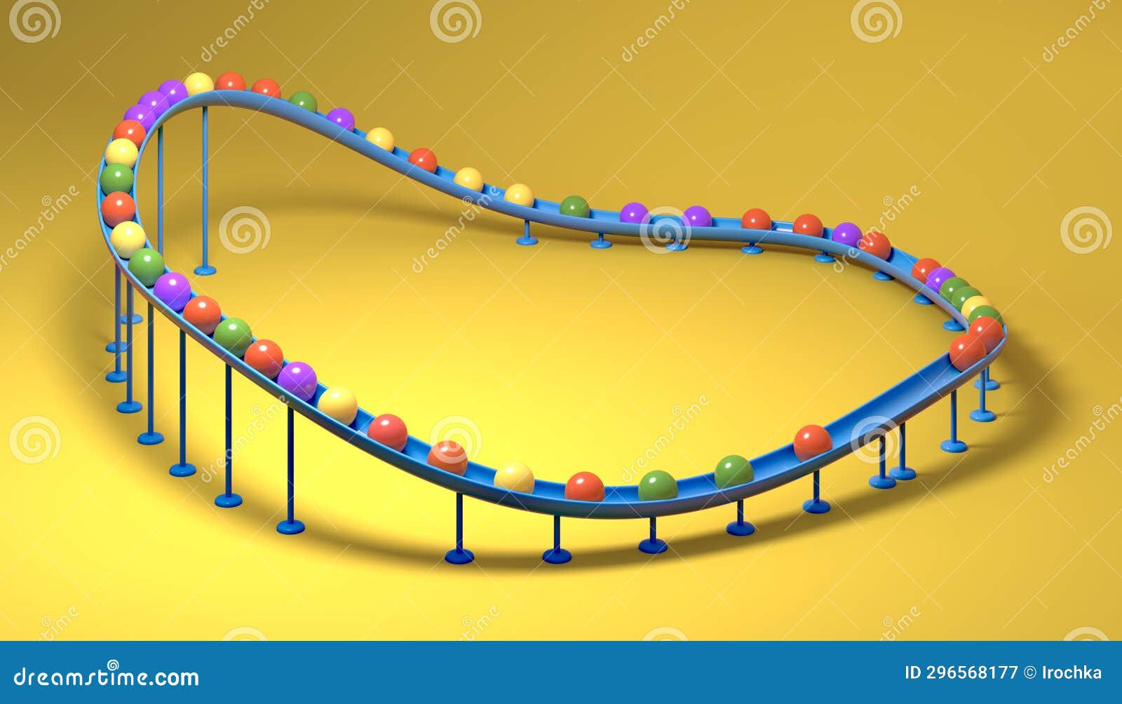 Small Balls Roll Along the Marble Run Stock Illustration - Illustration ...