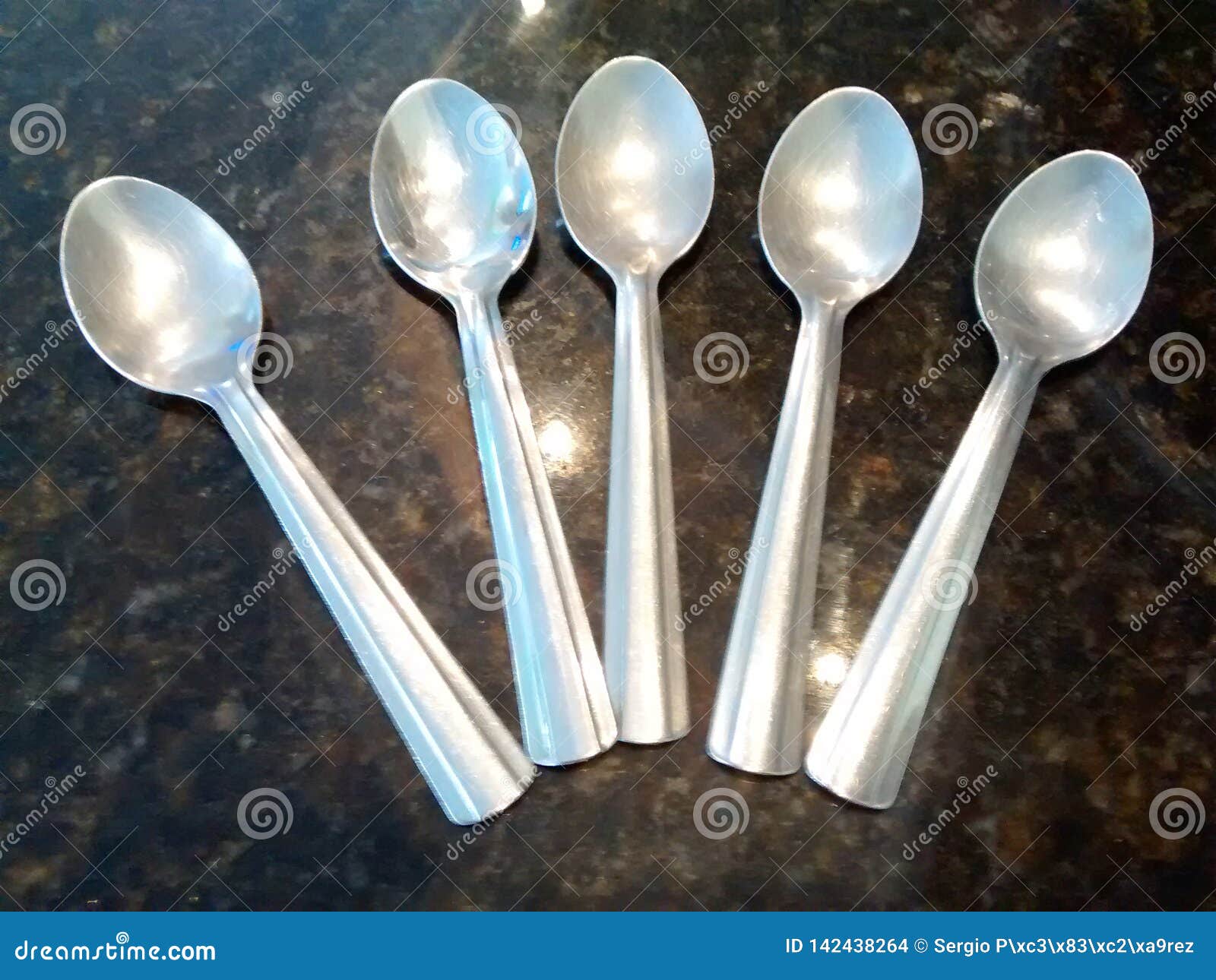 SMALL SPOONS in STAINLESS STEEL Stock Photo - Image of food, beef ...