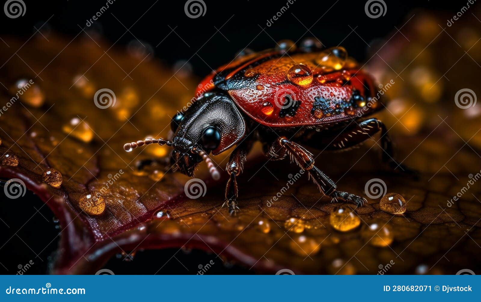 Small Spotted Weevil Crawls on Green Leaf in Selective Focus Generated ...