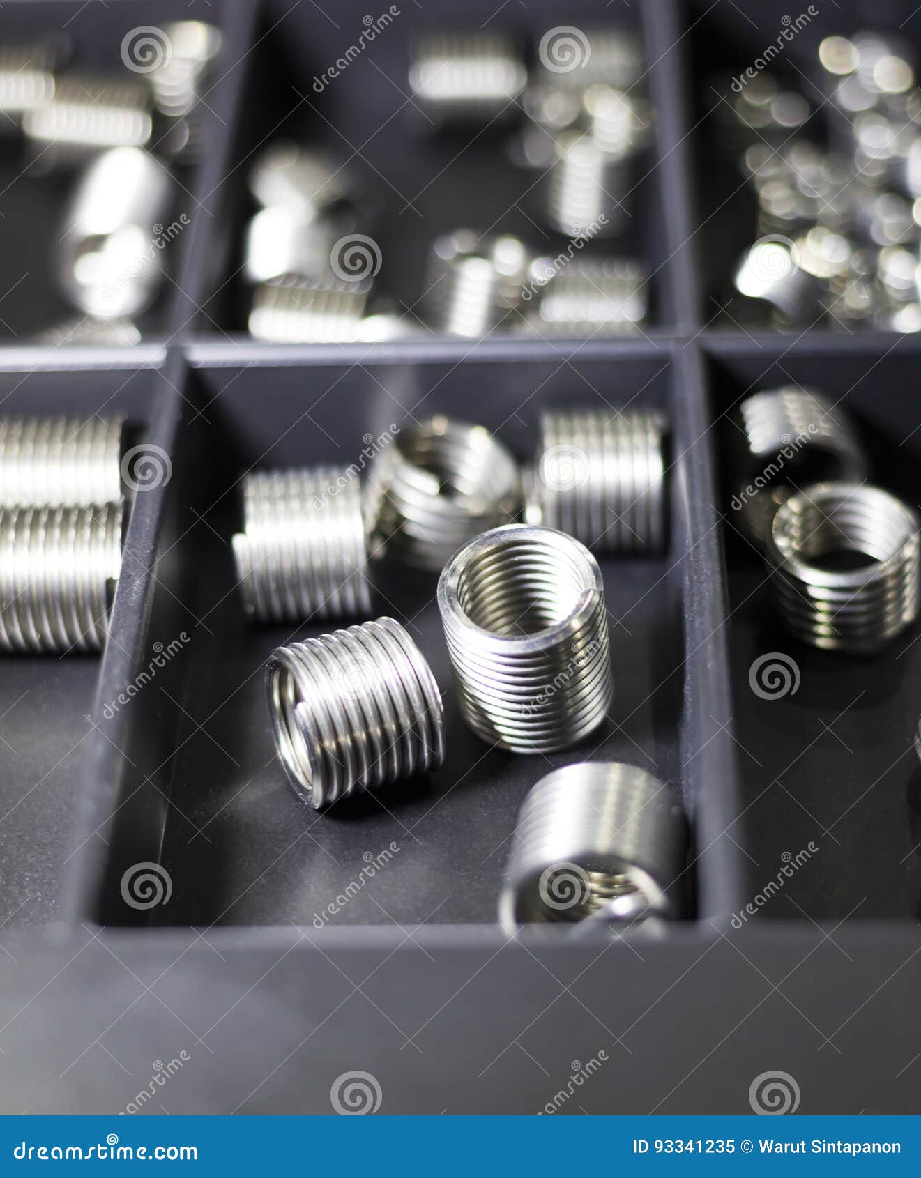 Small Spring Parts Keep in Black Partition Box Stock Image - Image of ...