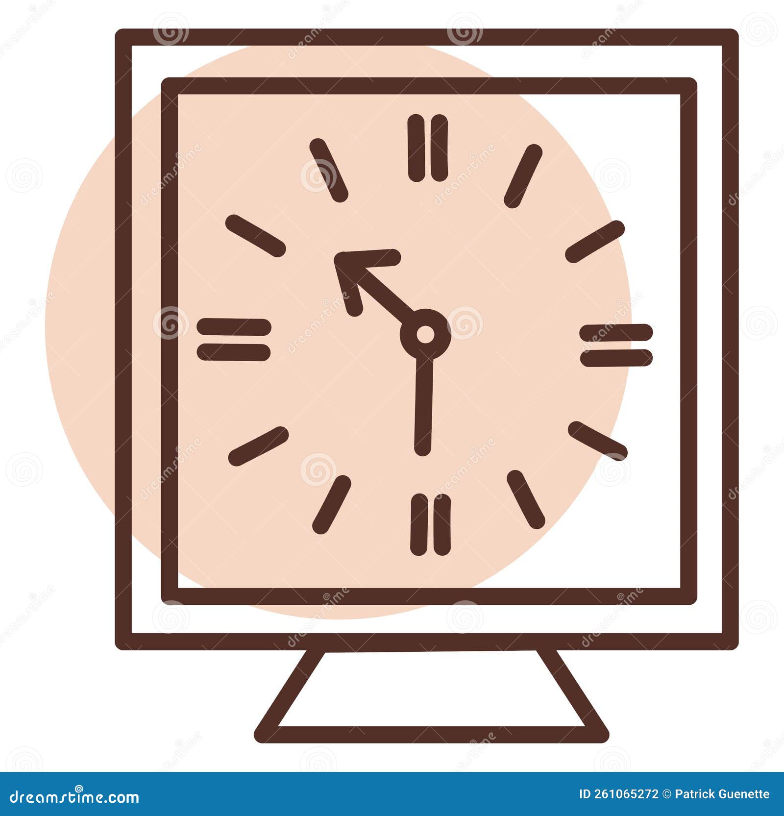 Small square clock, icon stock vector. Illustration of color - 261065272