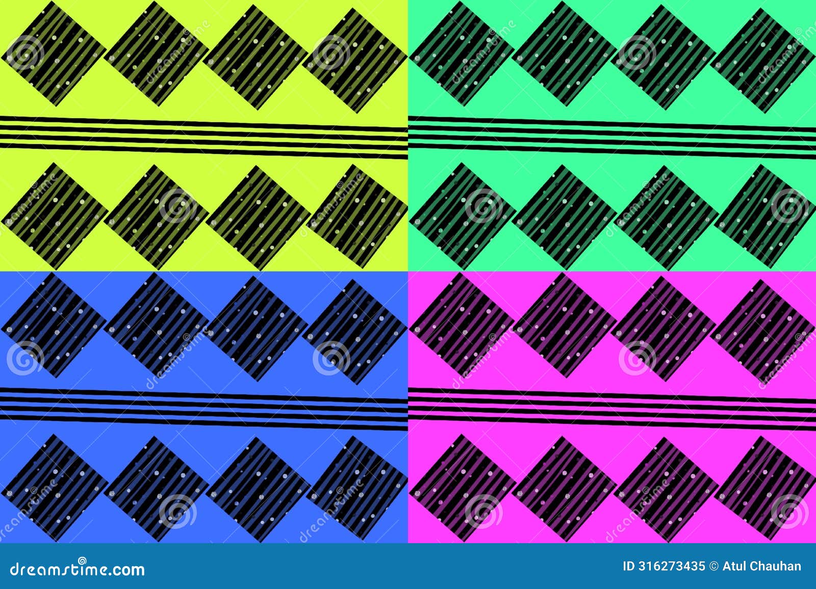 Small Square Design Divide in Four Colors Pattern Stock Illustration ...