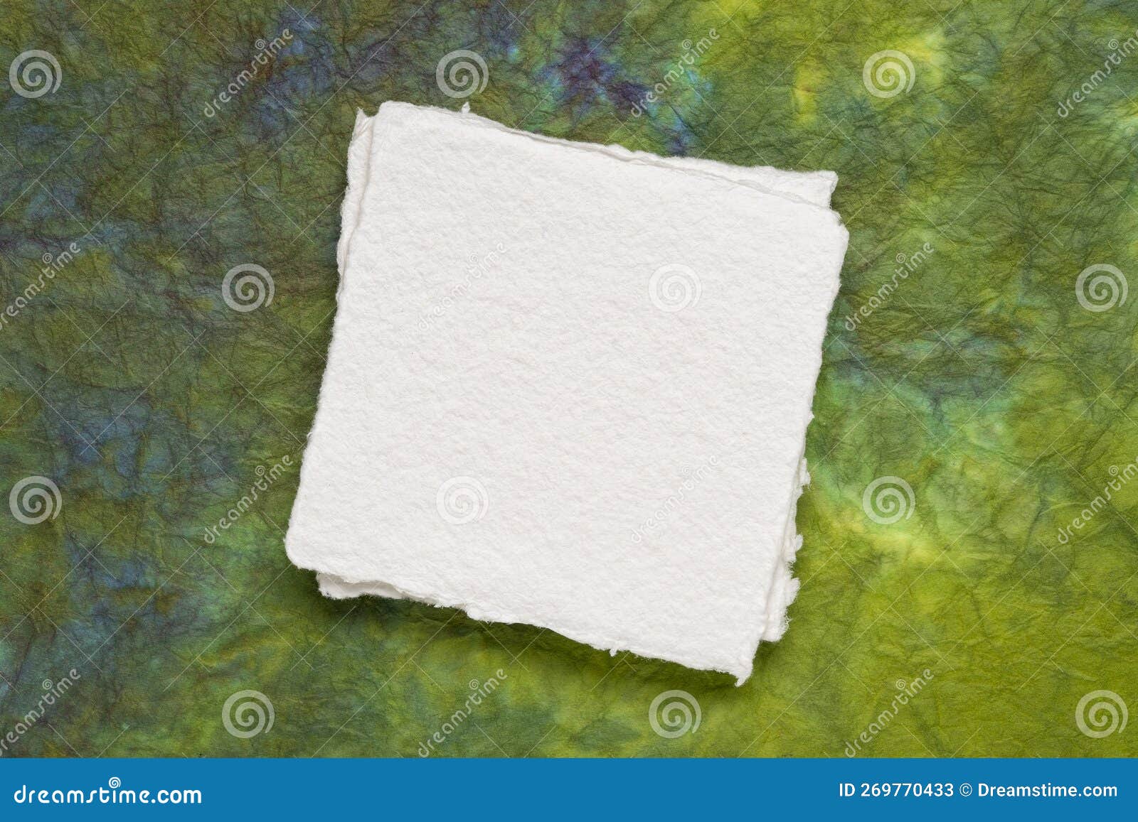 Small Square Sheet of Blank White Paper Against Marbled Paper Stock ...