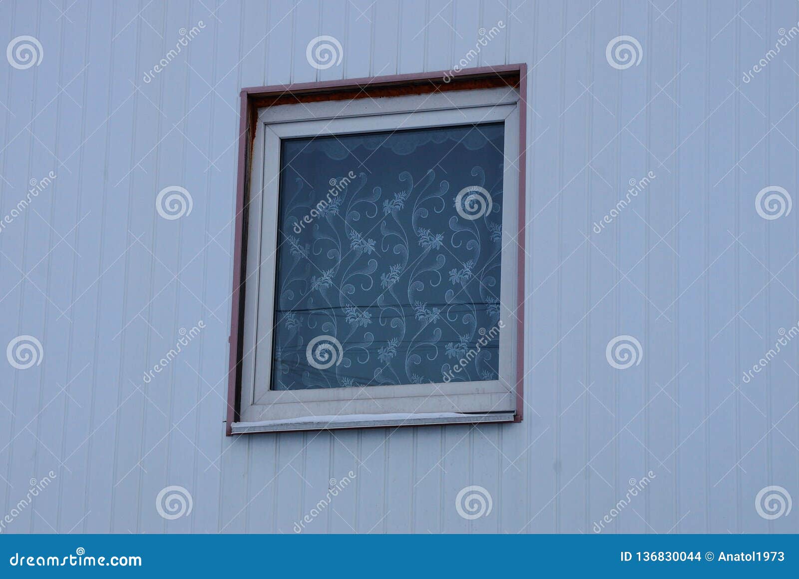 Small Square Window on the Gray Wall of the Building Stock Photo ...