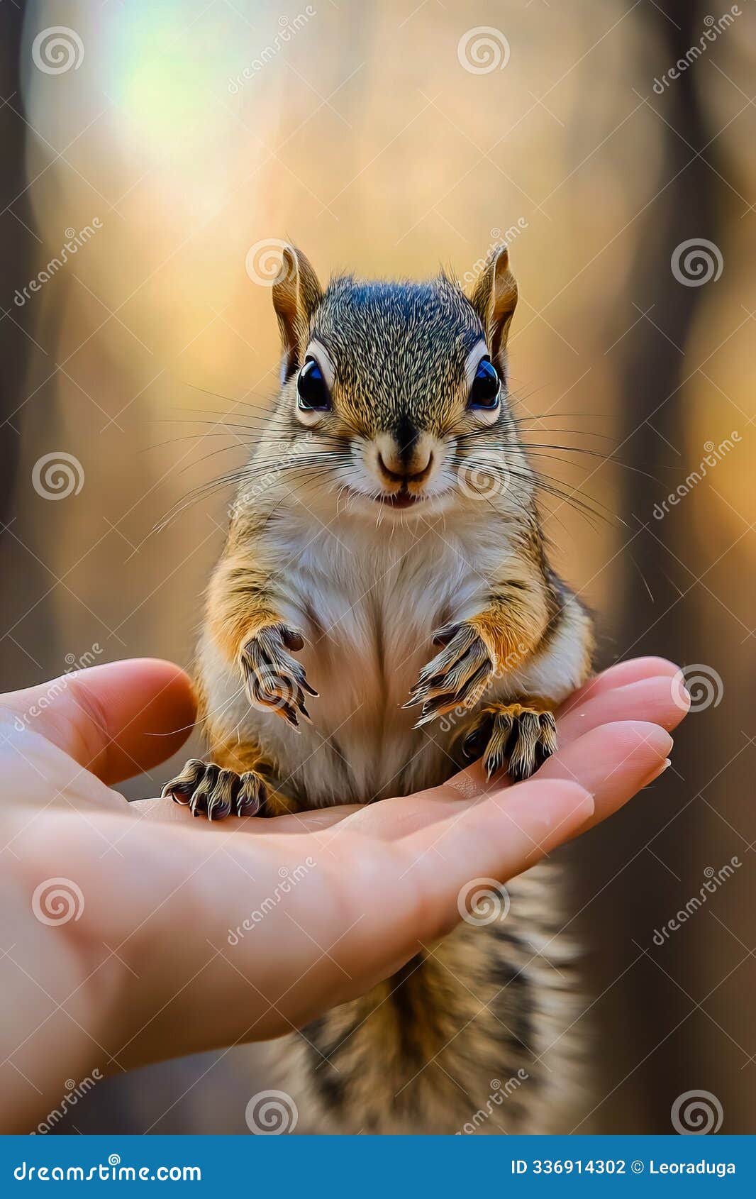 A Small Squirrel With A Rock Stack And Fall Leaves On The Rocks Royalty ...